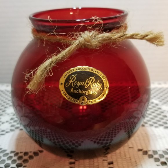 Anchor Hocking | Accents | Vintage Anchor Hocking Glass Royal Ruby Ivy ...